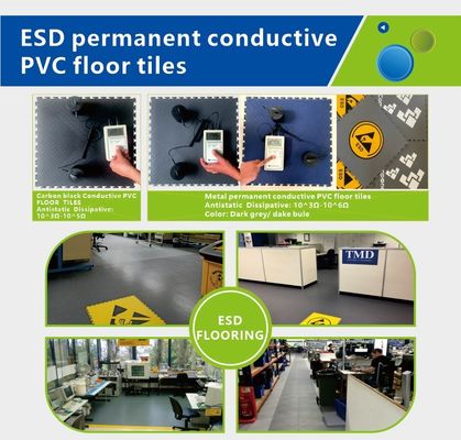 Conductive ESD Floor Tiles Interlocking Anti Static PVC Tiles